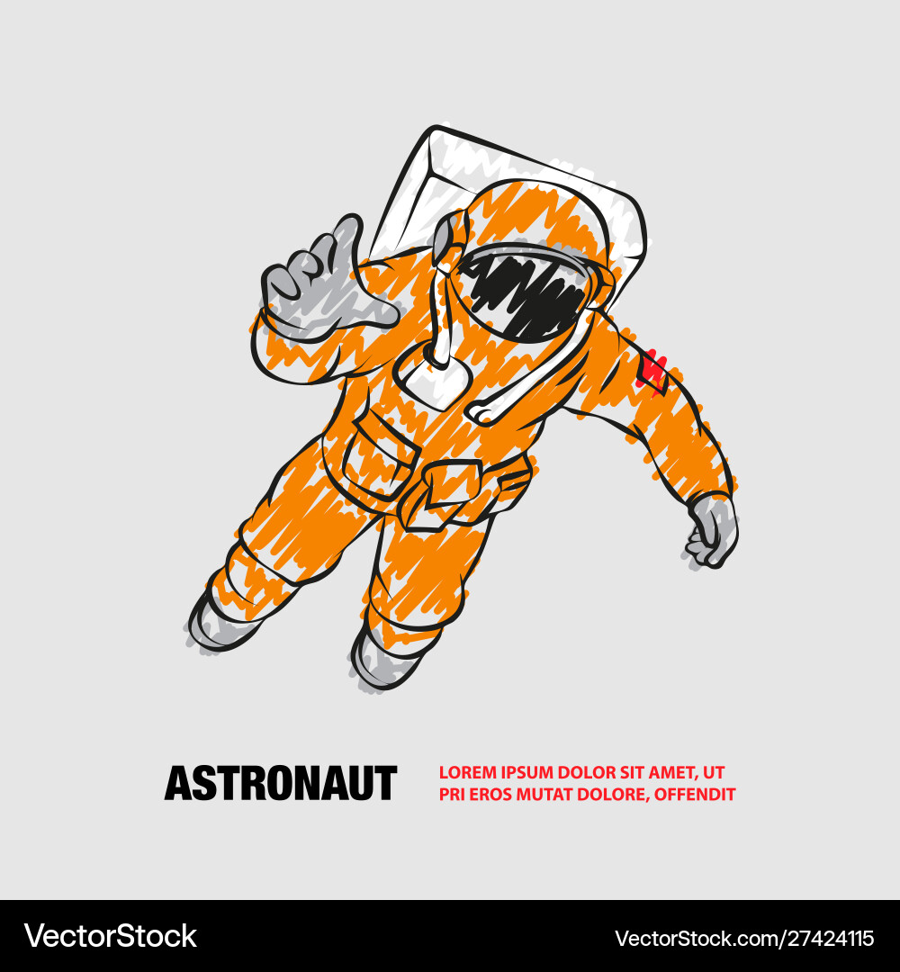 Astronaut flying in space outline Royalty Free Vector Image