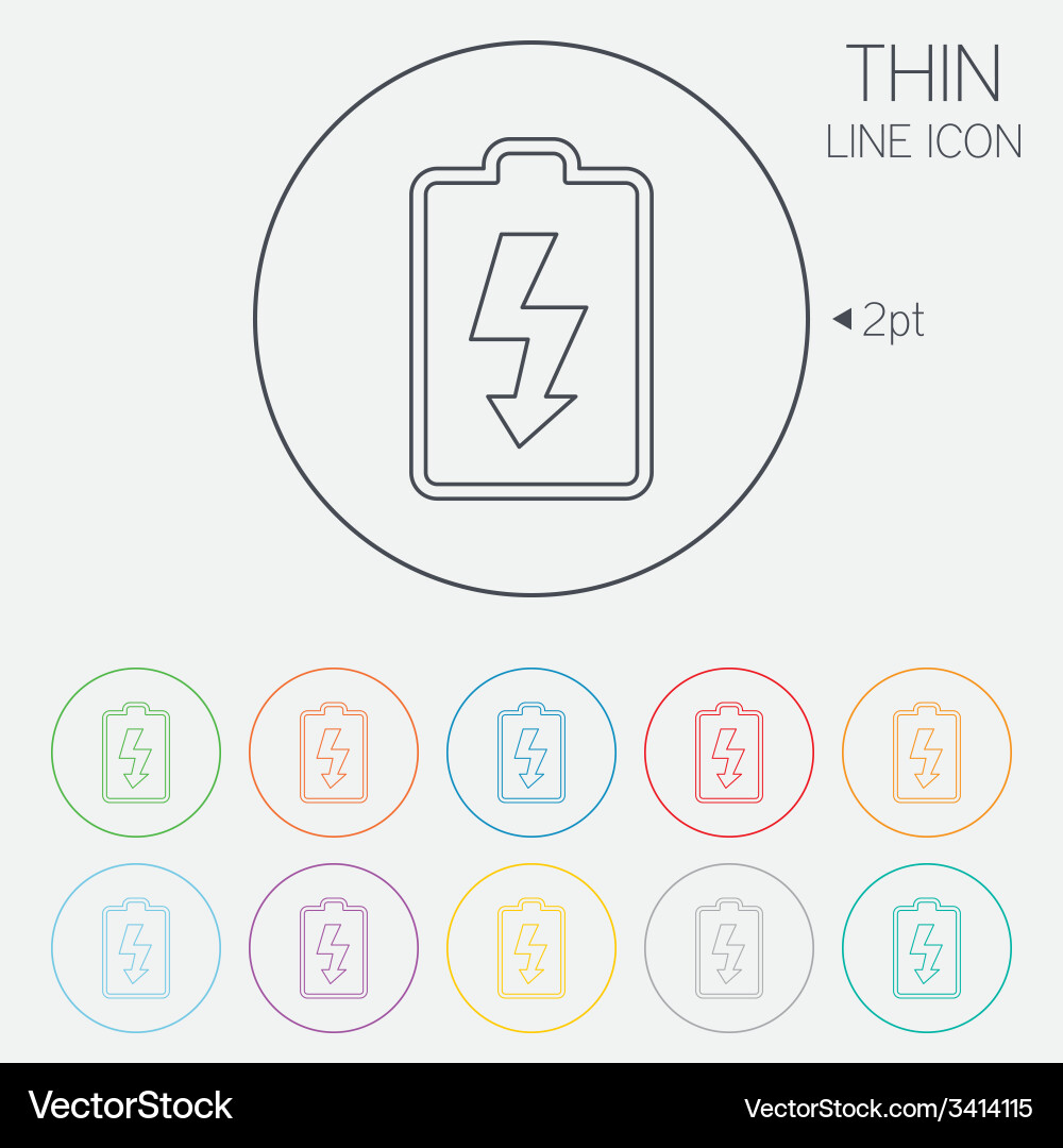 Battery charging sign icon lightning symbol Vector Image