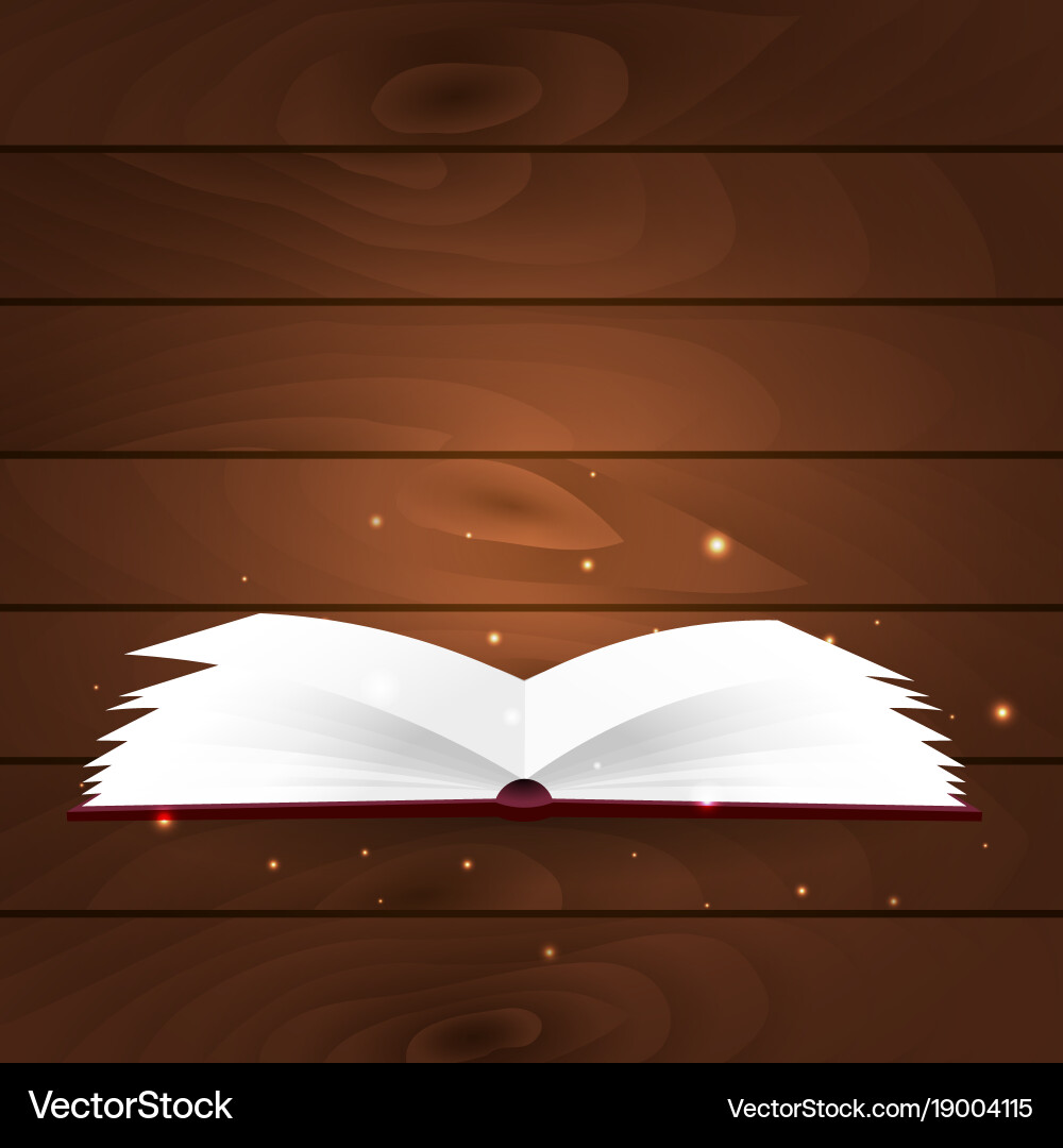 Book poster open with mystic bright light Vector Image