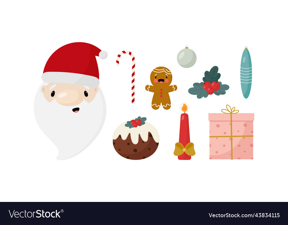 Cartoon christmas set Royalty Free Vector Image