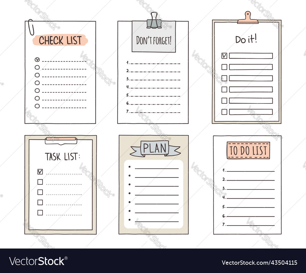 Check list sketch clipboard or checklist notebook Vector Image
