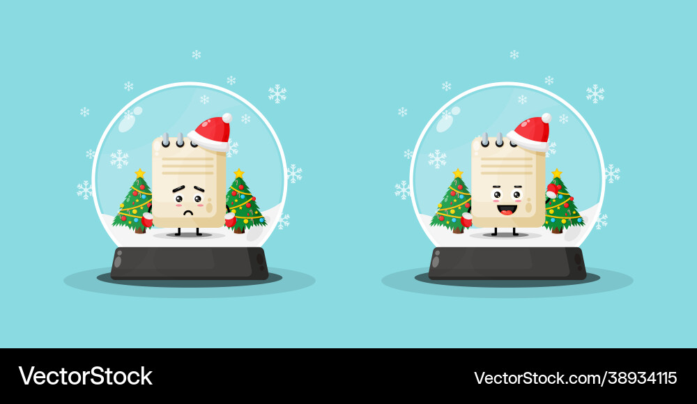 Cute note mascot in a snowball Royalty Free Vector Image