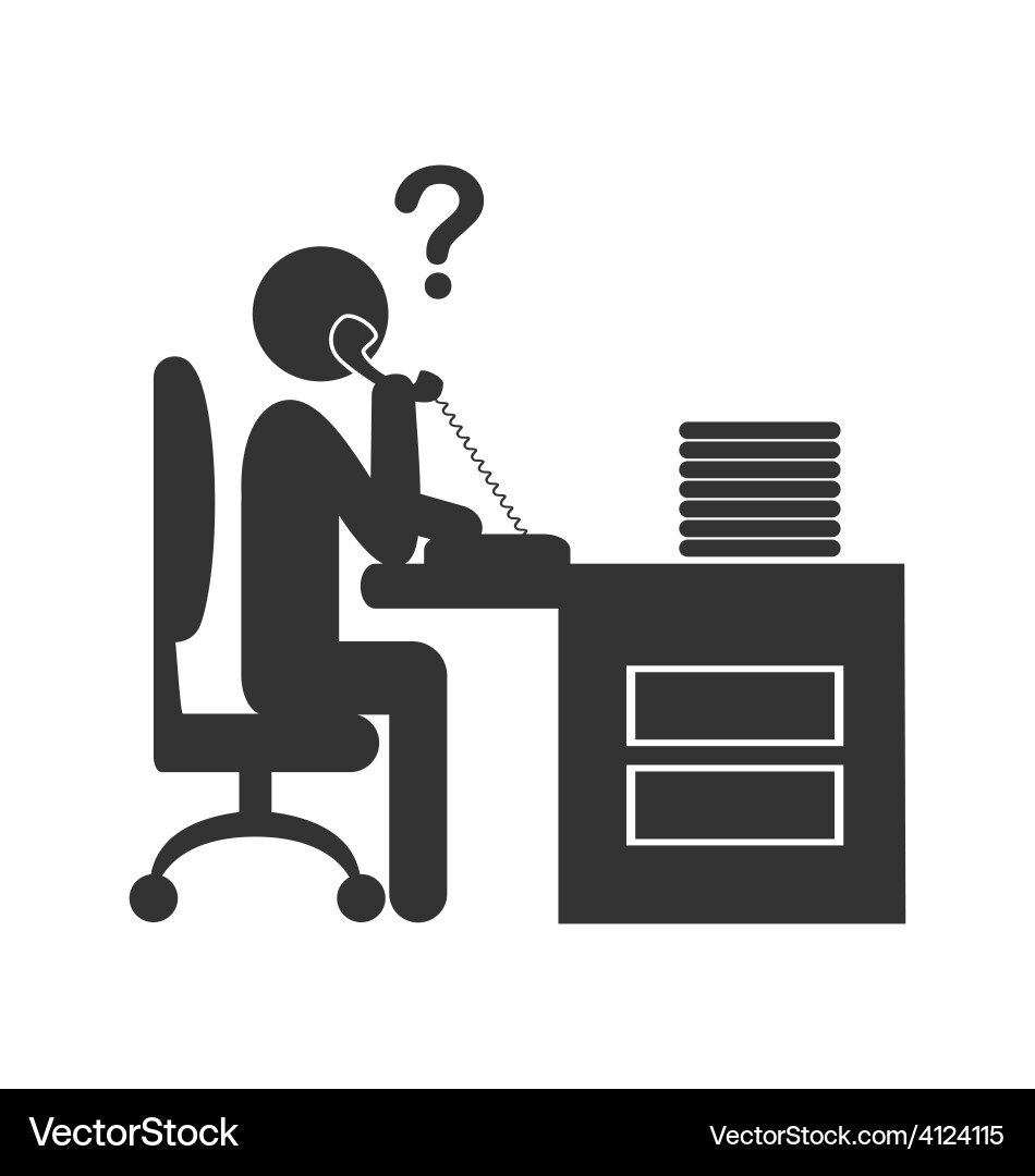 Flat phone people office icon isolated on white Vector Image
