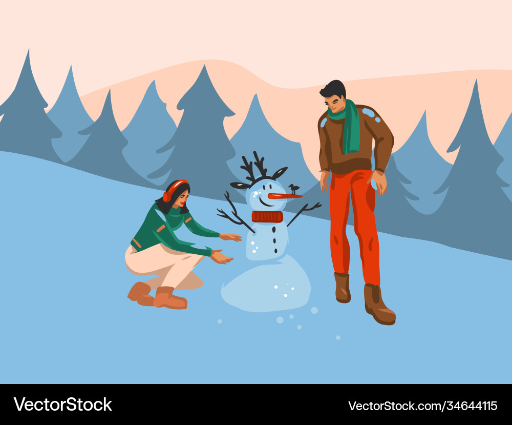 Hand drawn abstract fun stock flat merry Vector Image