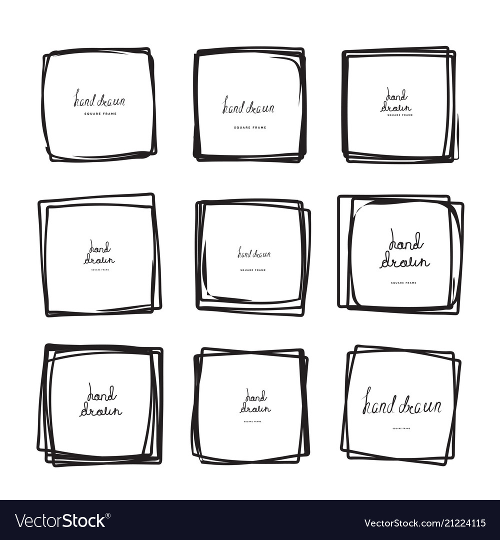 Hand drawn square frames Royalty Free Vector Image