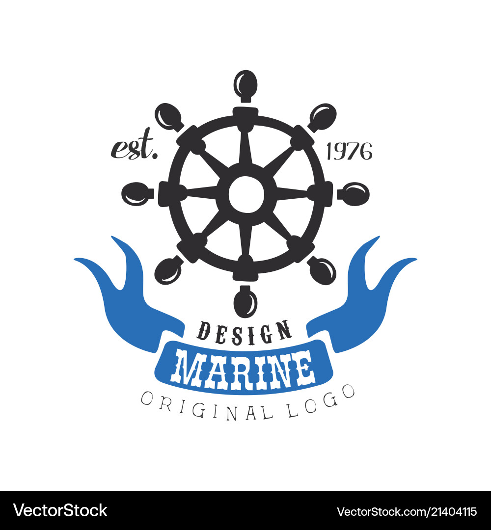 Marine logo original design retro label Royalty Free Vector