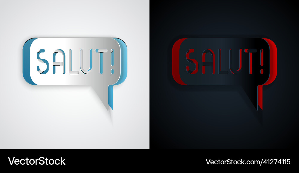 Paper cut salut in different languages icon Vector Image