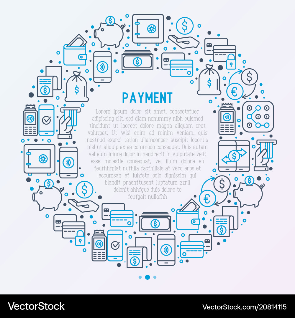 Payment concept in circle with thin line icons Vector Image