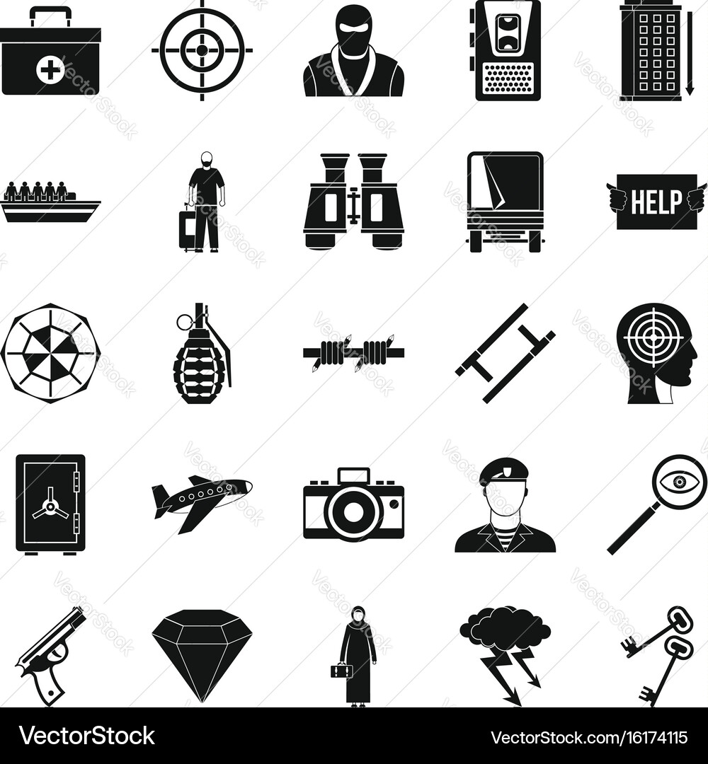 Police icons set simple style Royalty Free Vector Image