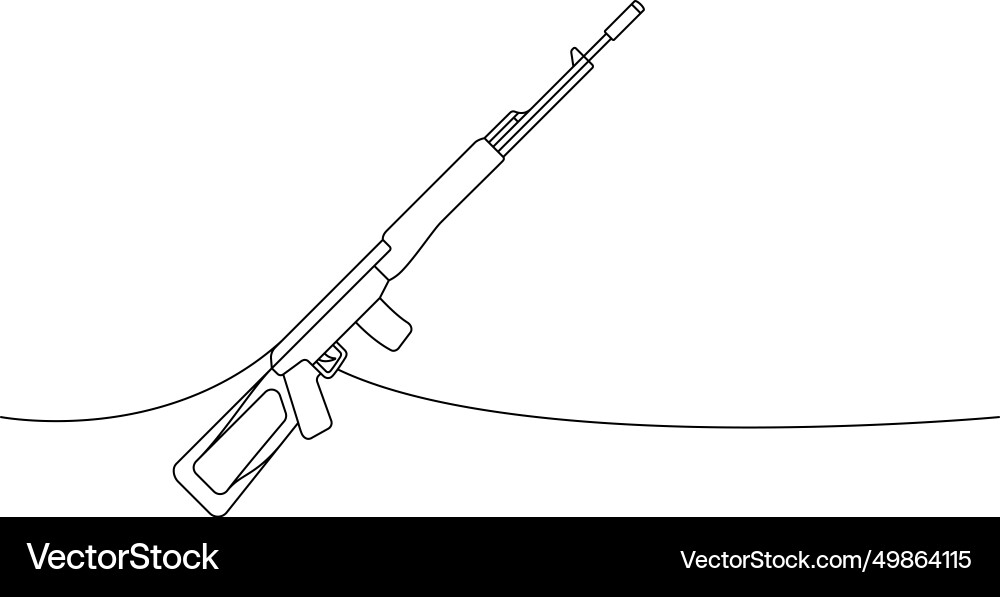 Sniper rifle sniper firearm one line continuous Vector Image