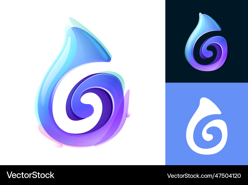 6 logo pure water drop number six Royalty Free Vector Image