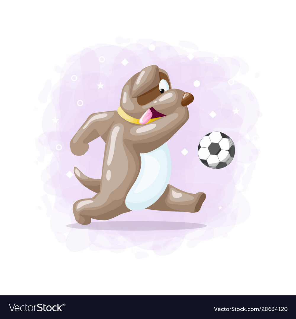 Cartoon cute dog playing football Royalty Free Vector Image