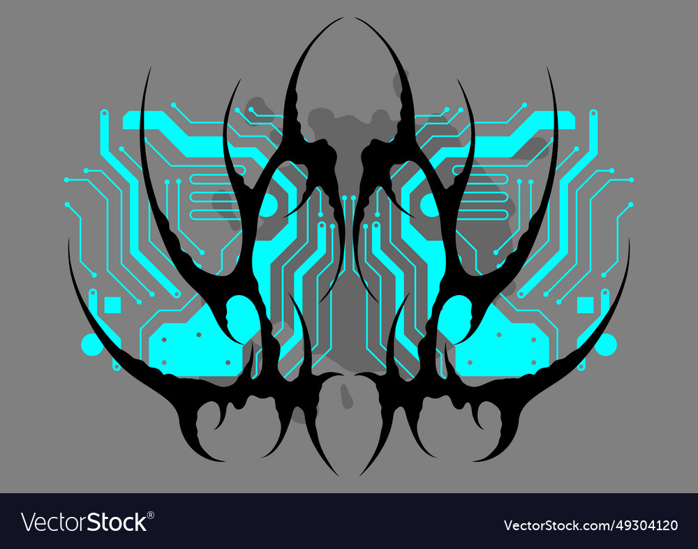 Cyber sigilism poster neo tribal gothic style Vector Image