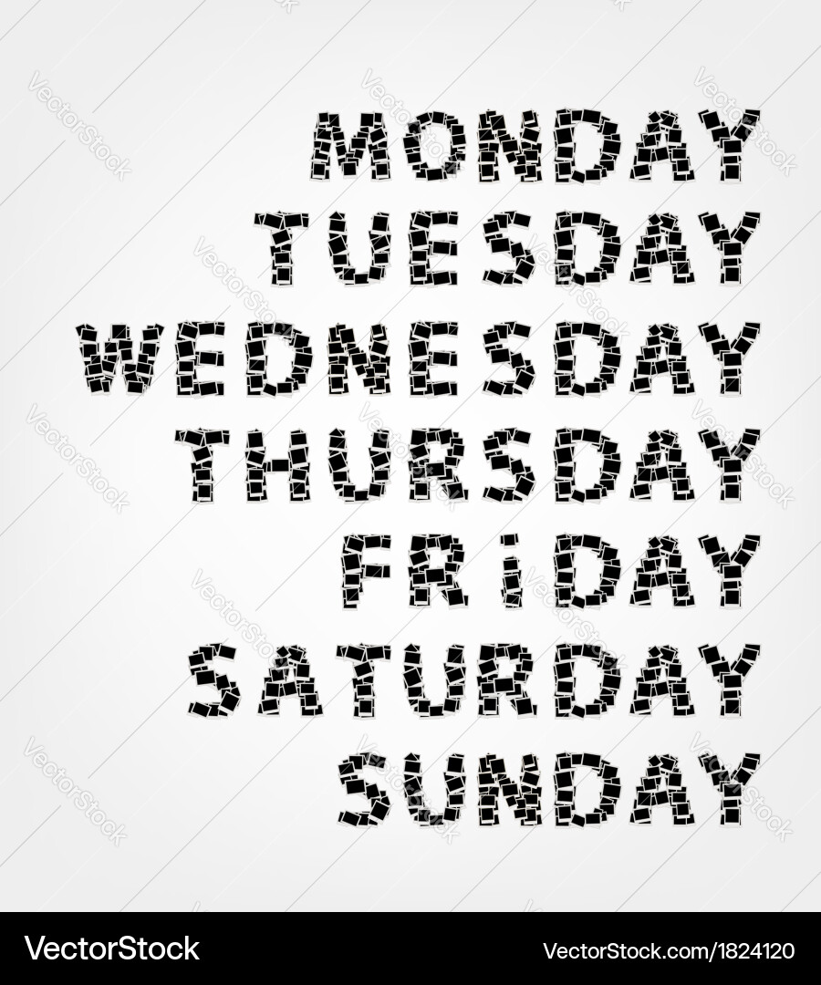 Days of week made from photo frames Royalty Free Vector