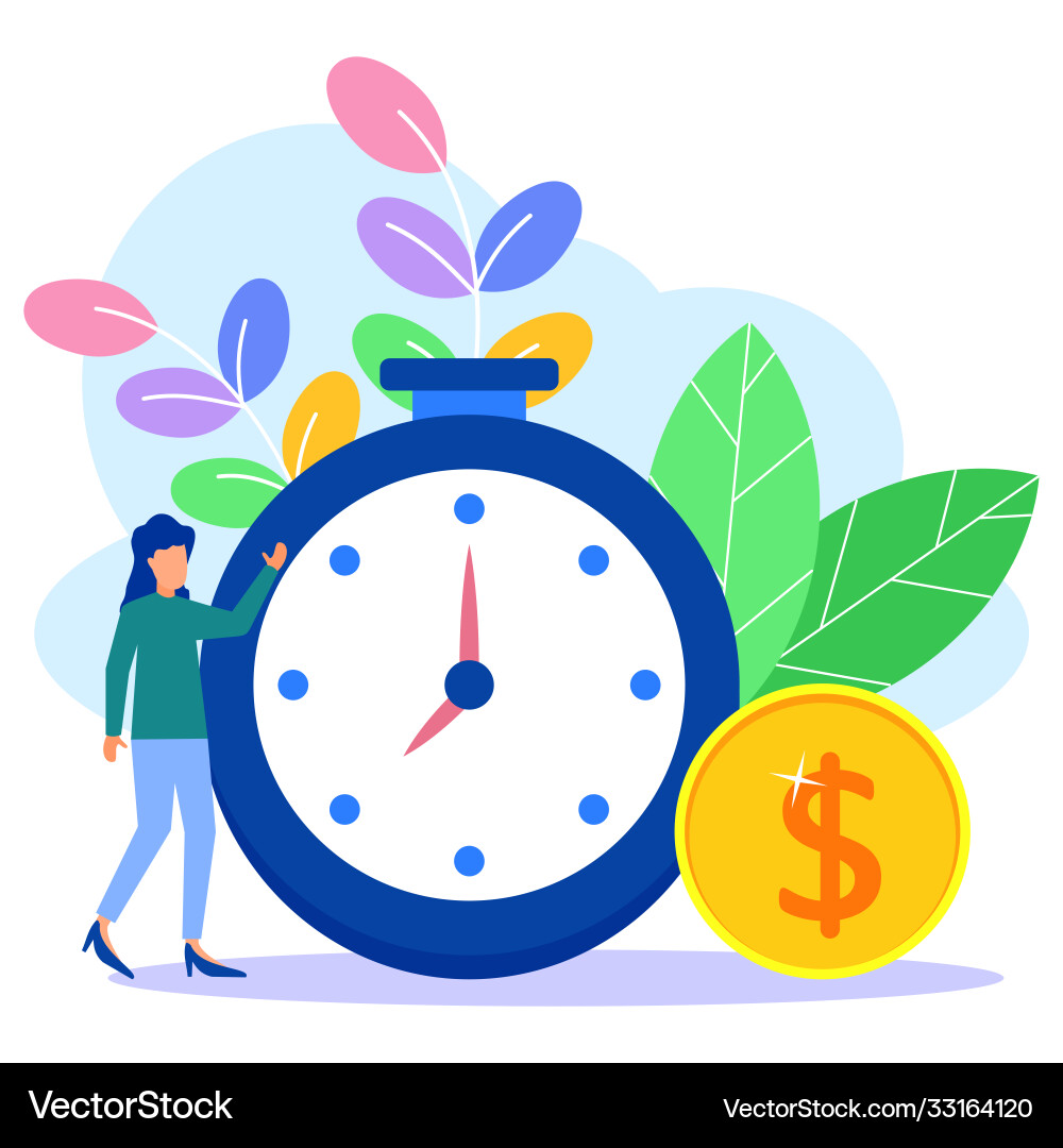 Graphic cartoon character time management Vector Image