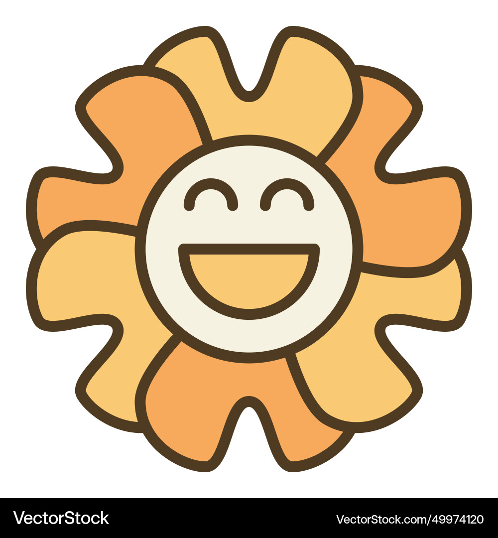Groovy funny geometric flower colored icon Vector Image