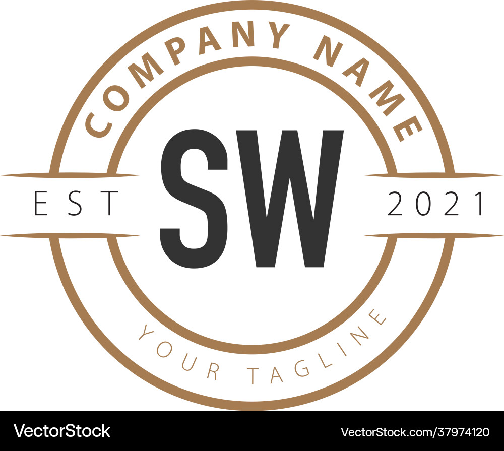 Initial letter sw vintage logo design template Vector Image