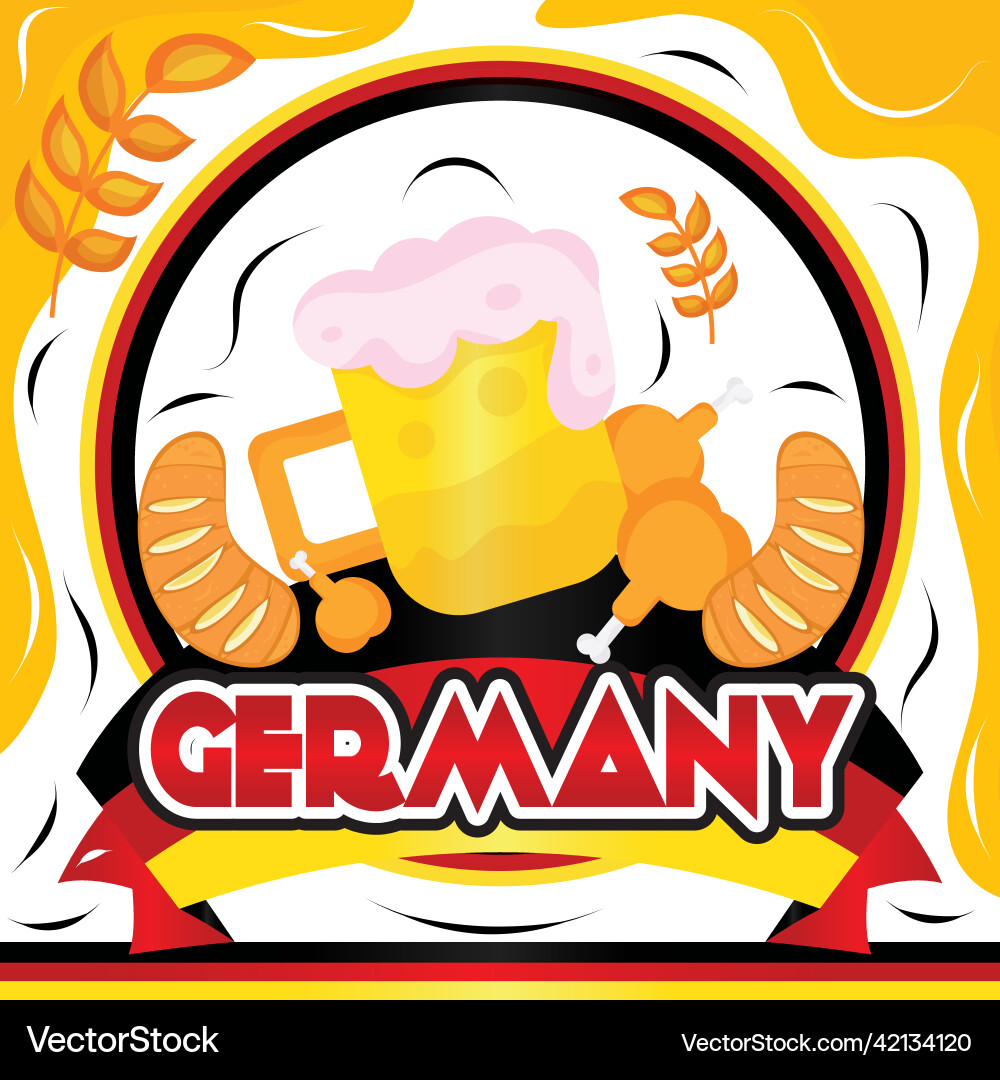 Isolated banner with beer and breads germany Vector Image