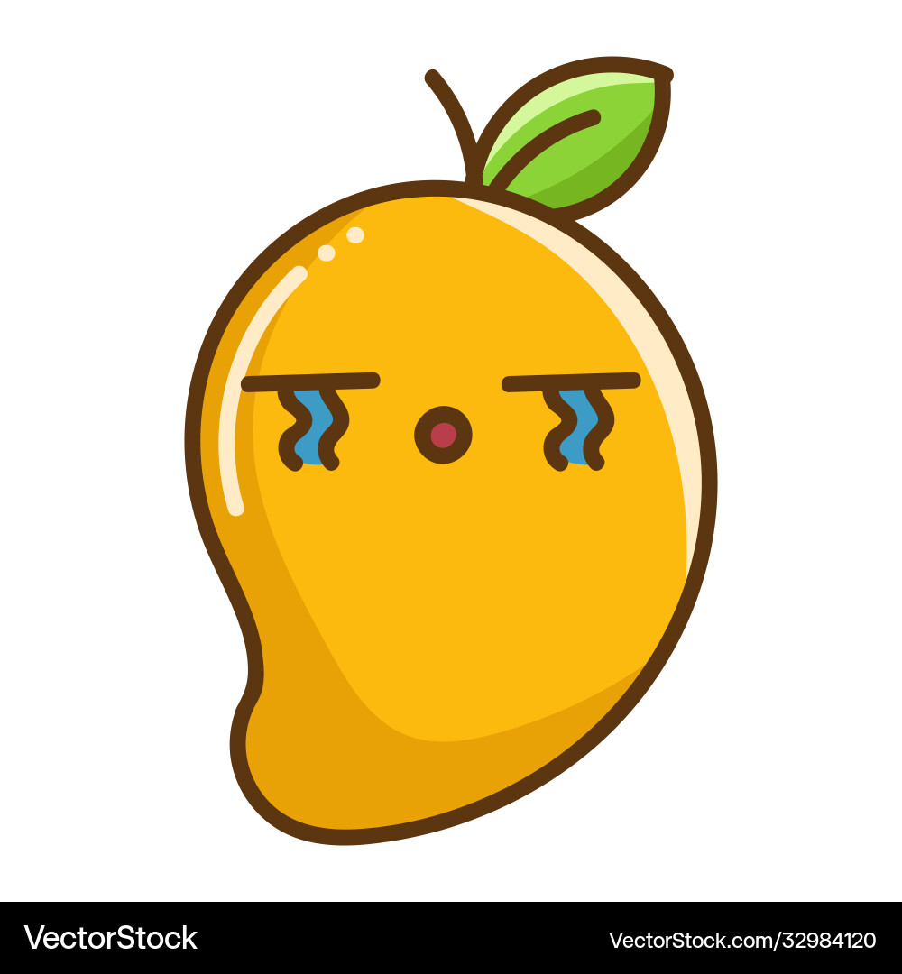 Kawaii sad crying tropical mango fruit cartoon Vector Image