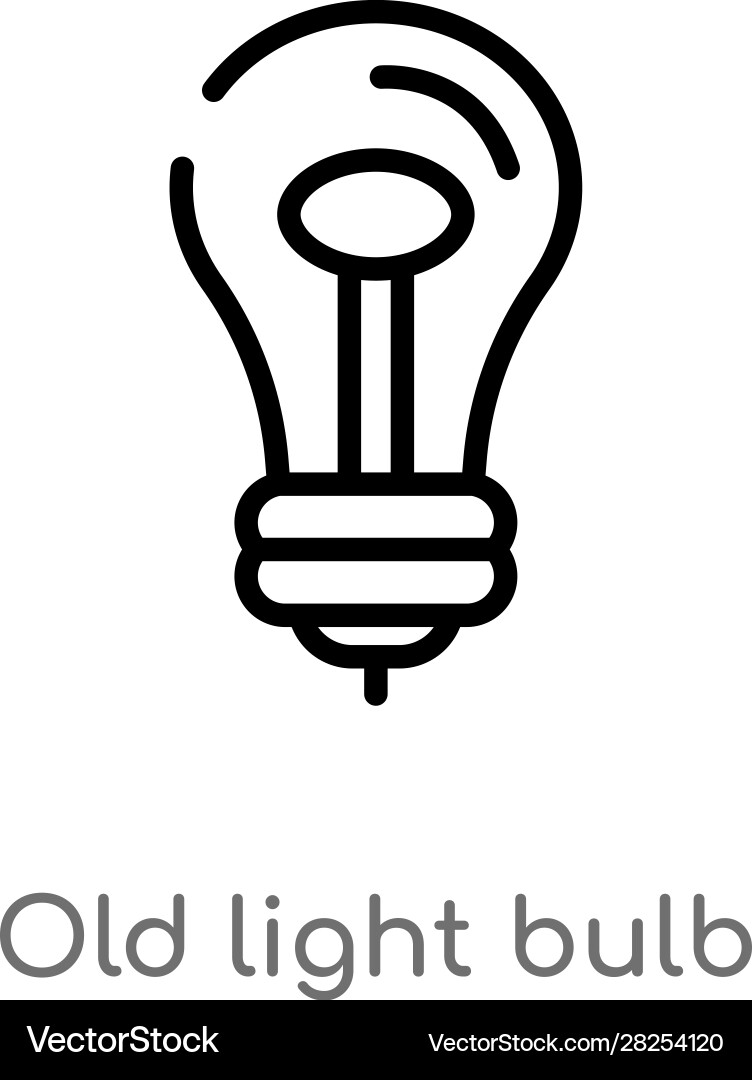 Outline old light bulb icon isolated black simple Vector Image