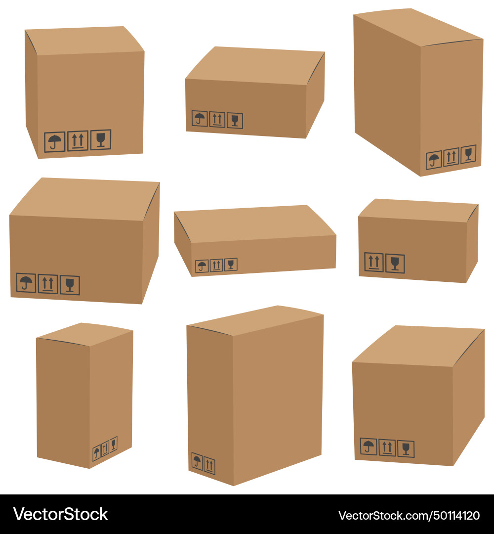 Set of cardboard box mockups different size Vector Image