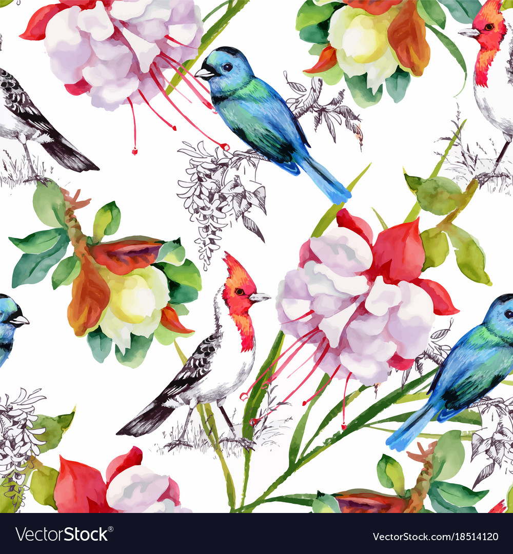 Watercolor hand drawn seamless pattern Royalty Free Vector