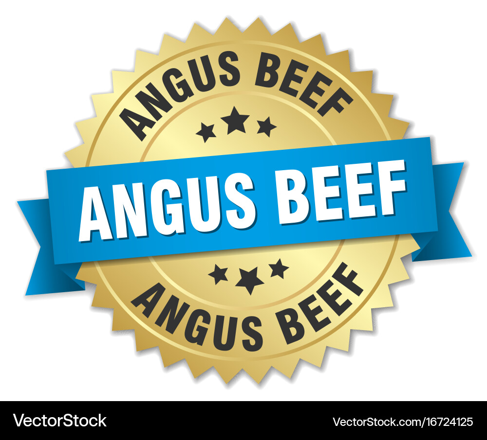 Angus beef round isolated gold badge Royalty Free Vector