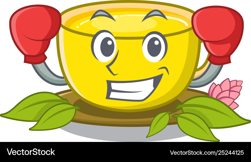 Boxing turmeric tea isolated in character Vector Image