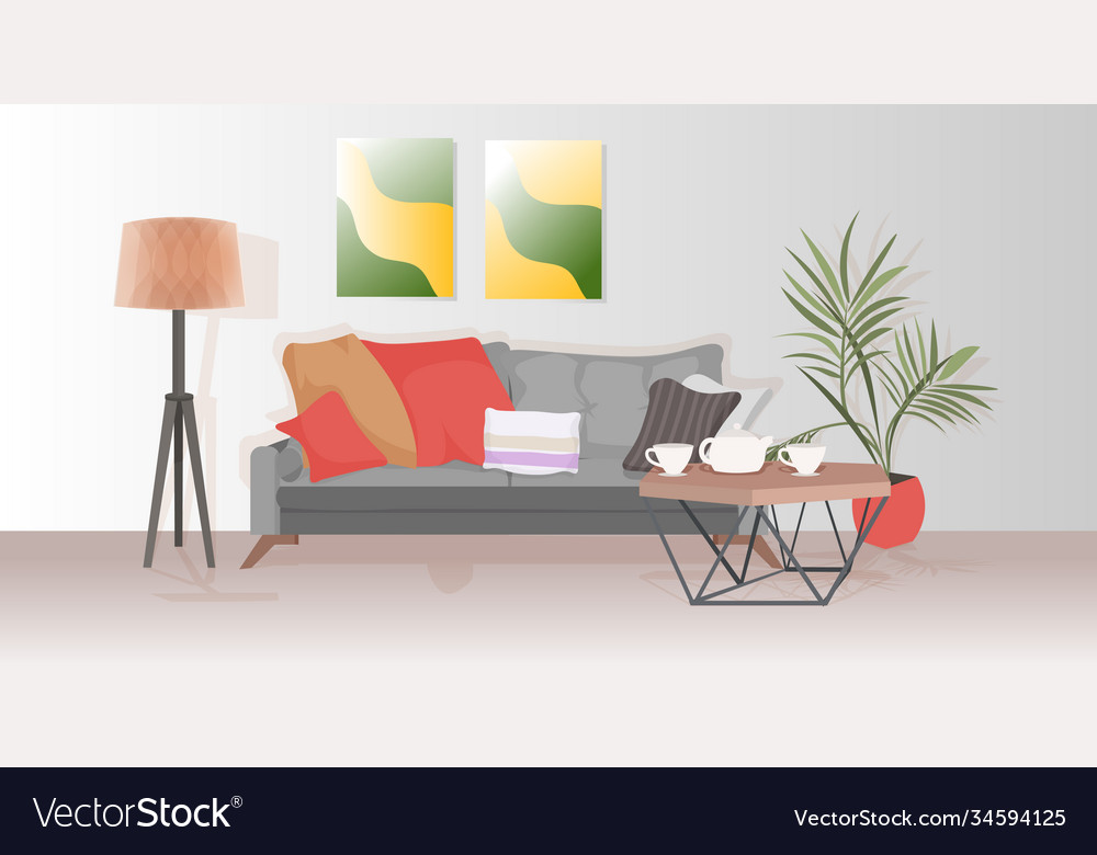 Contemporaty living room with furniture empty Vector Image