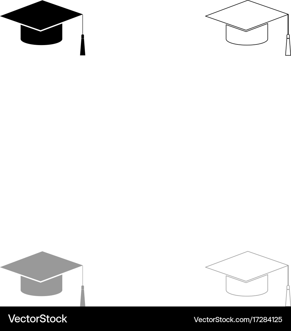 Graduation cap black and grey set icon Royalty Free Vector