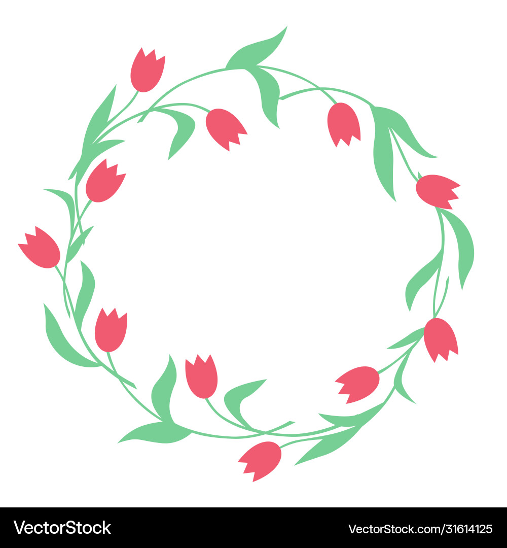 Round greeting frame tulip flowers Royalty Free Vector Image
