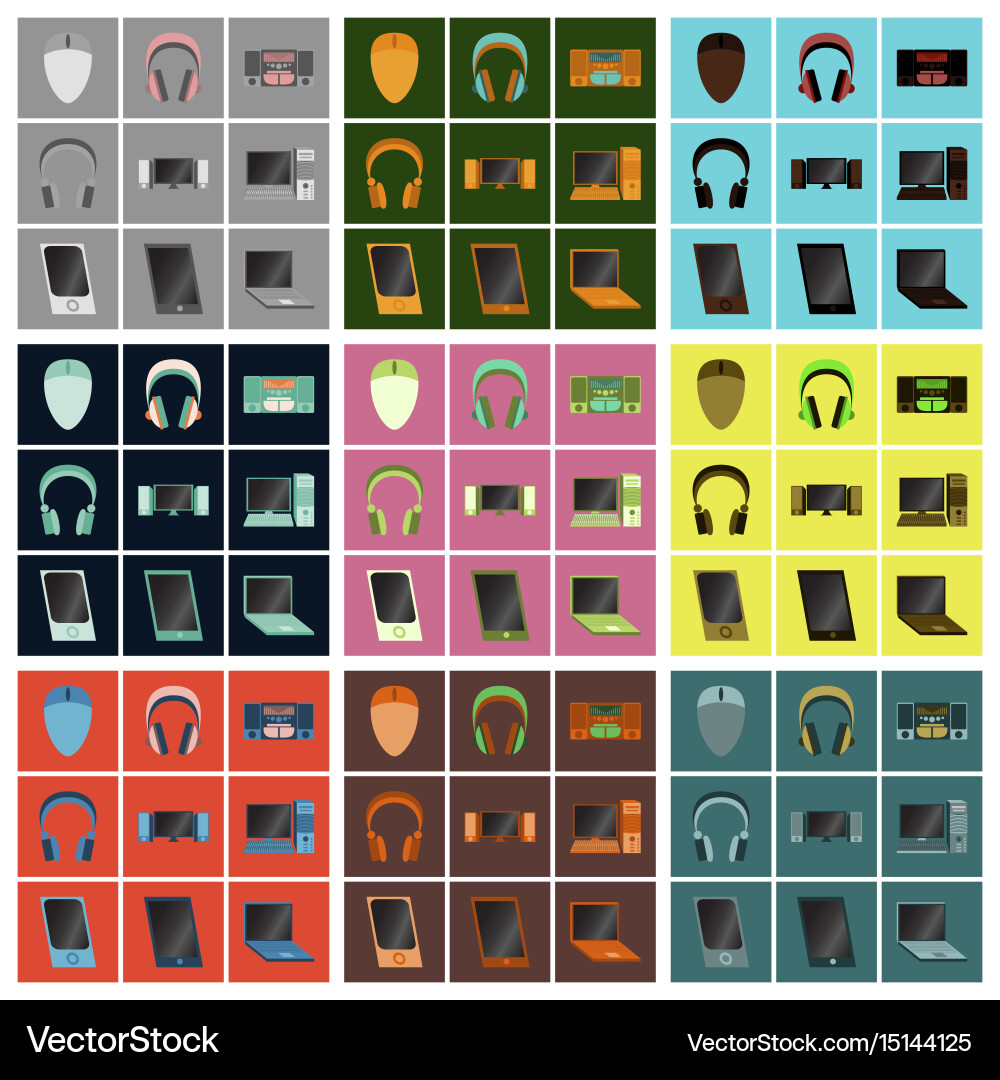 Set icons in flat design electronic gadgets Vector Image