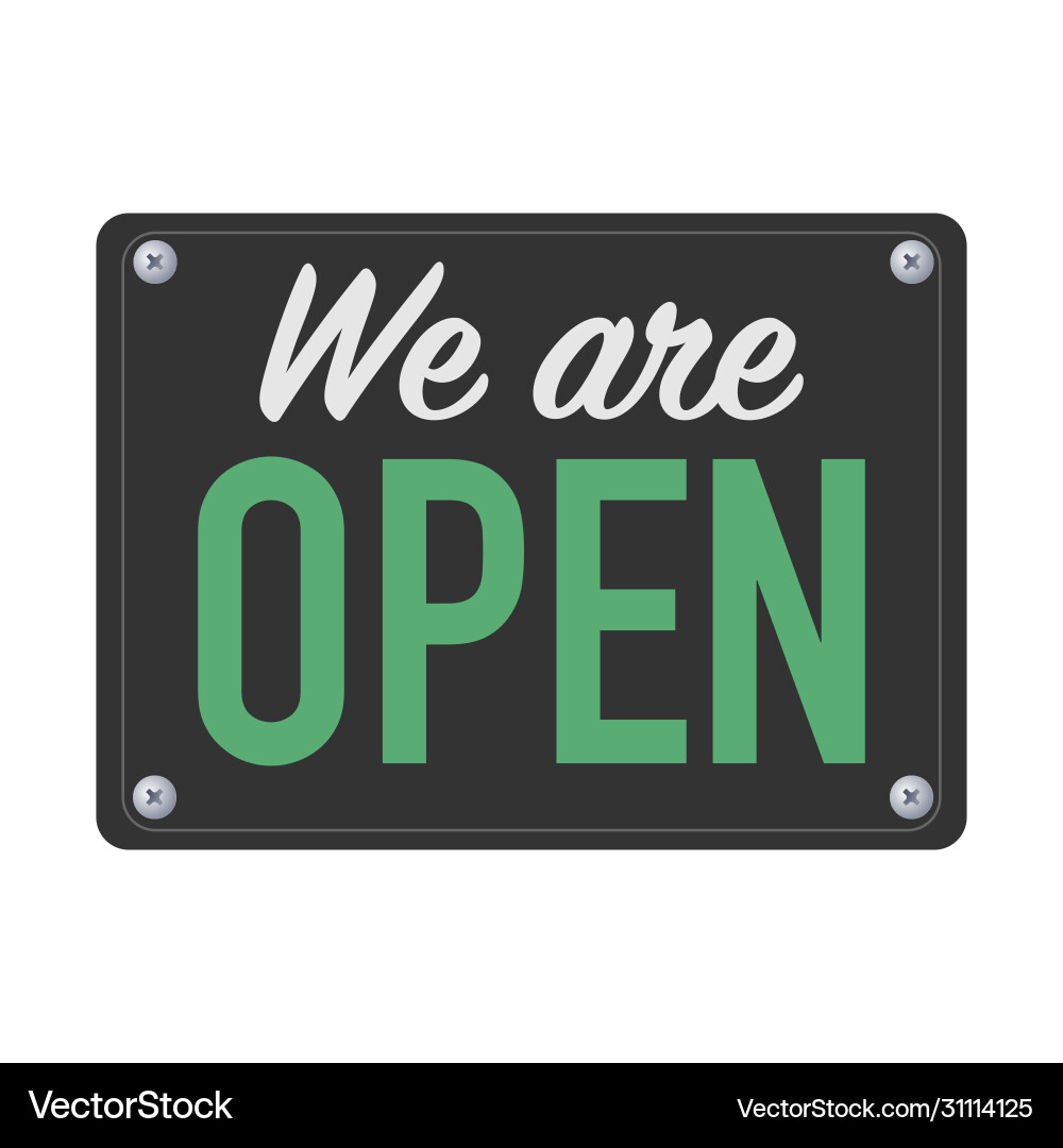 We are open plate sign for customers Royalty Free Vector