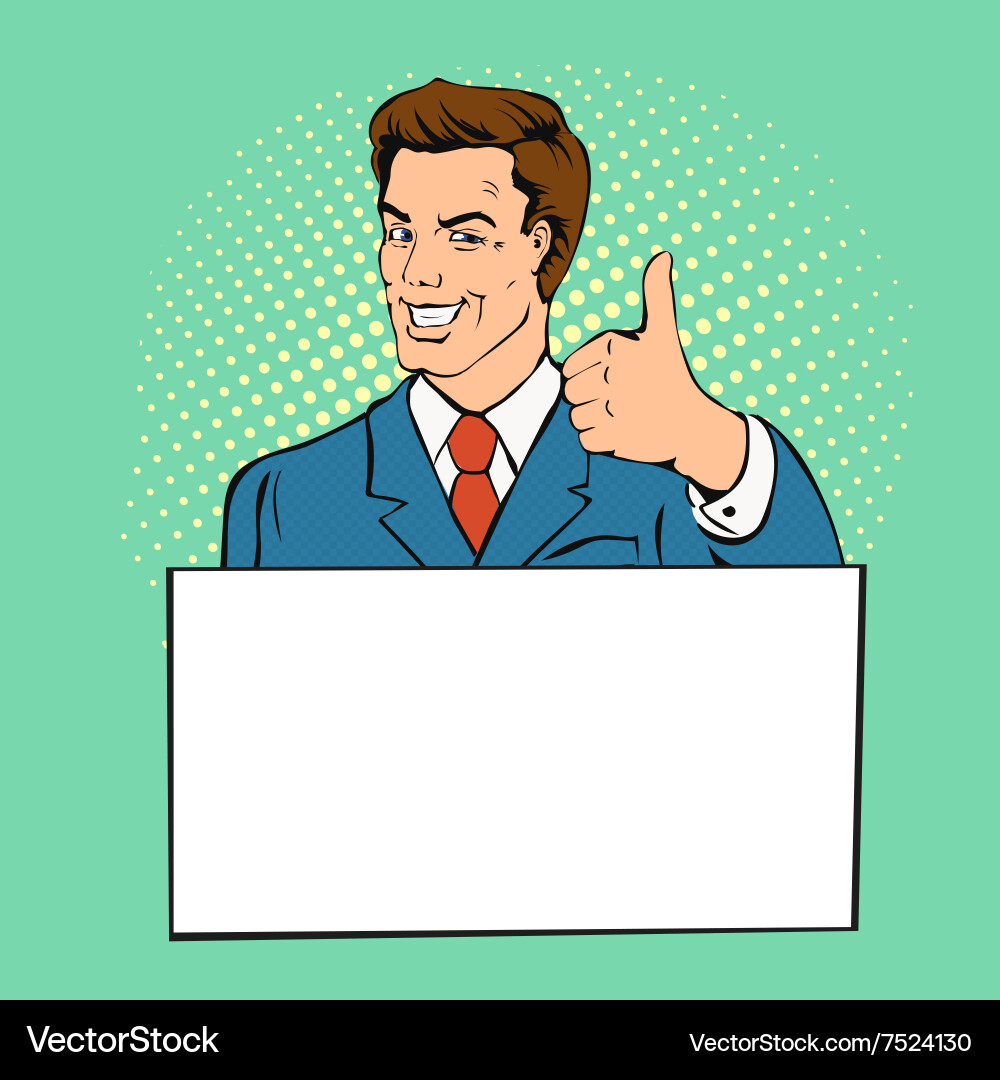 Advertising man with banner place for text Vector Image