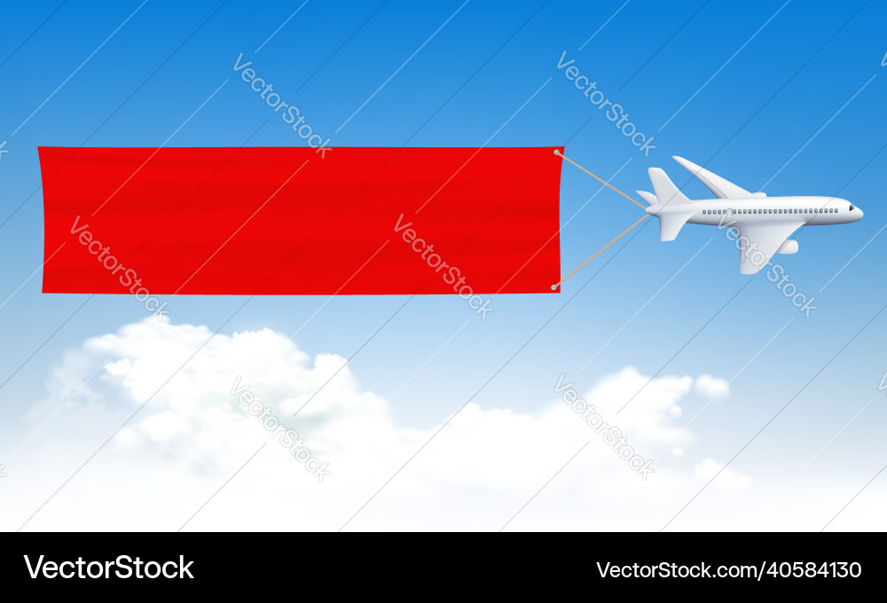 Airplane flies with advertising banner template Vector Image
