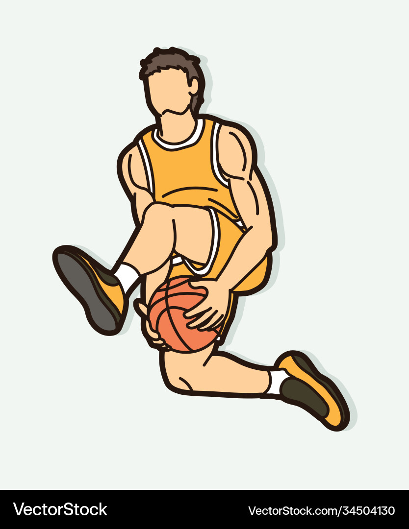 Basketball player action cartoon graphic Vector Image