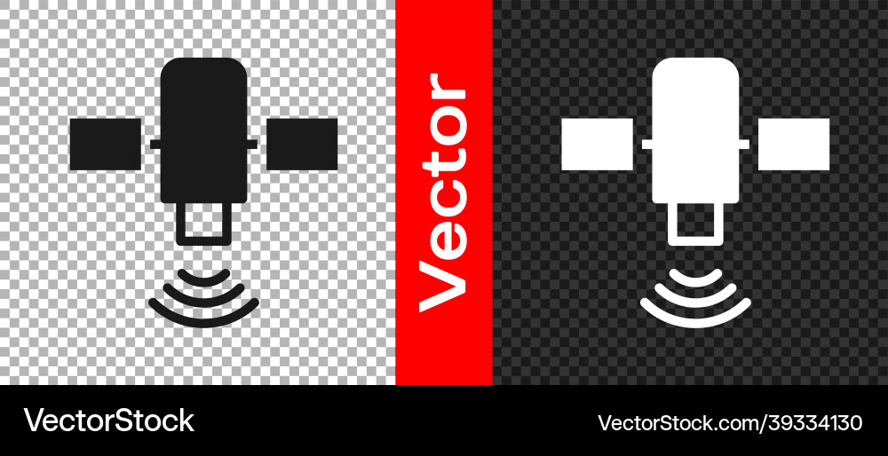 Black satellite icon isolated on transparent Vector Image