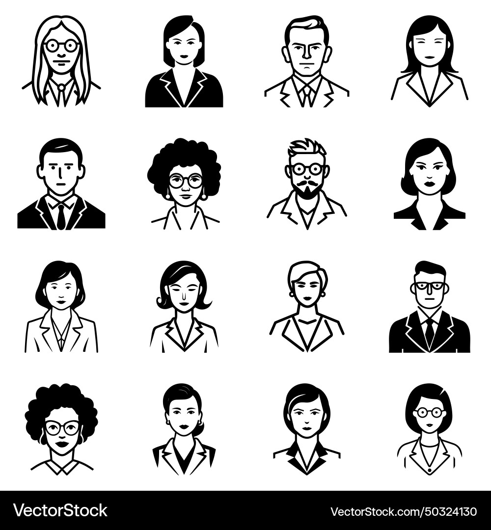 Business people flat icon set isolated on white Vector Image