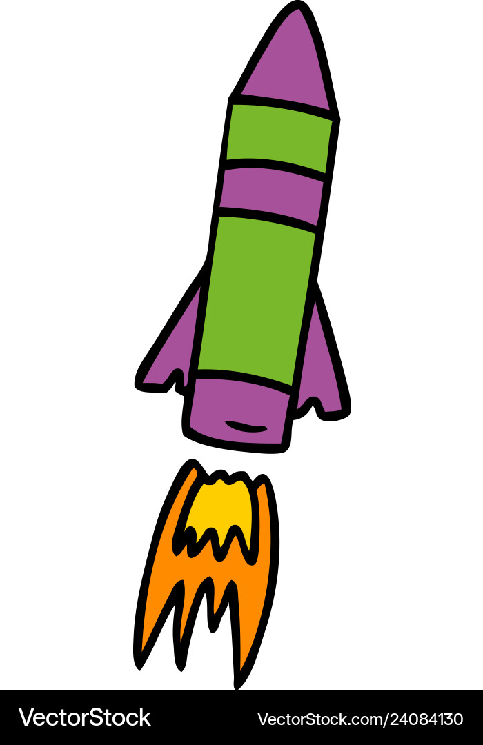 Cartoon doodle of a space rocket Royalty Free Vector Image