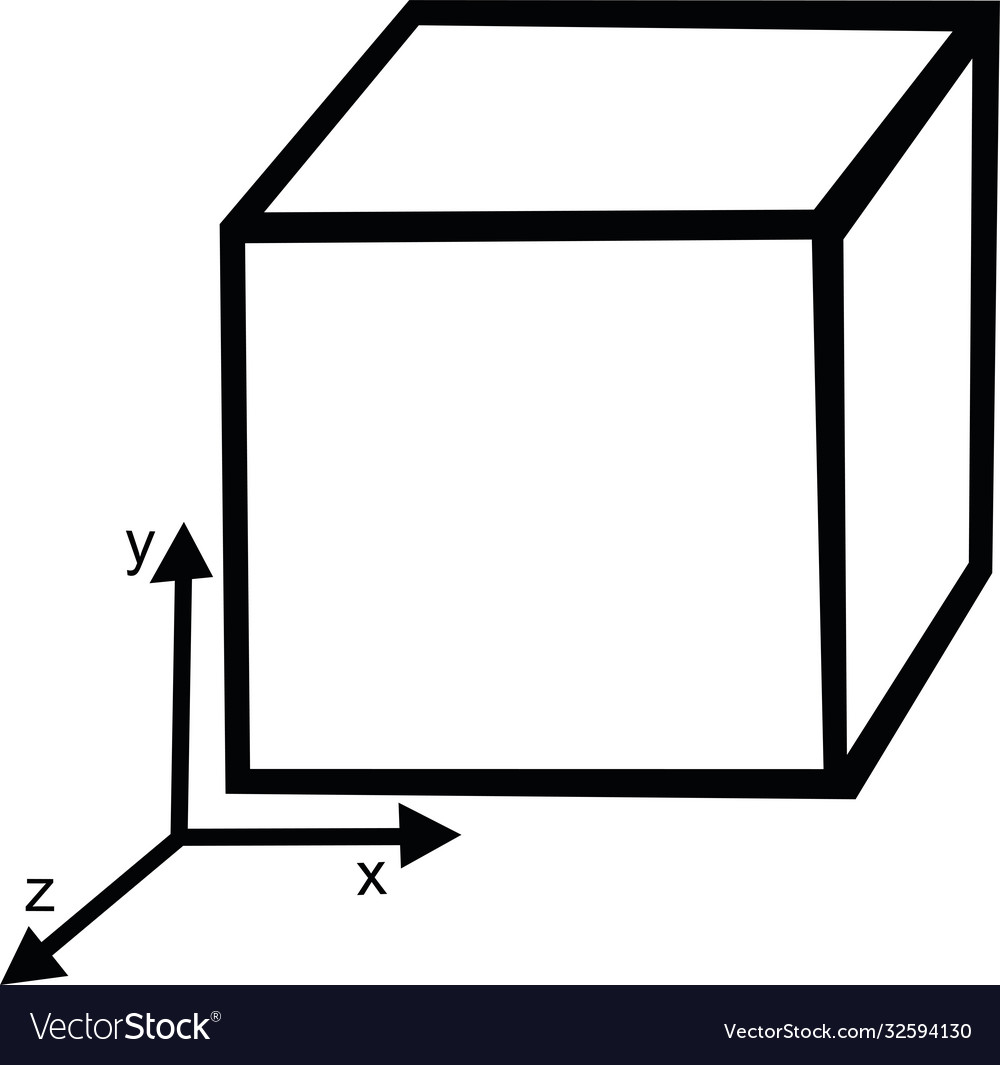 Cube and a cartesian axis pivot Royalty Free Vector Image