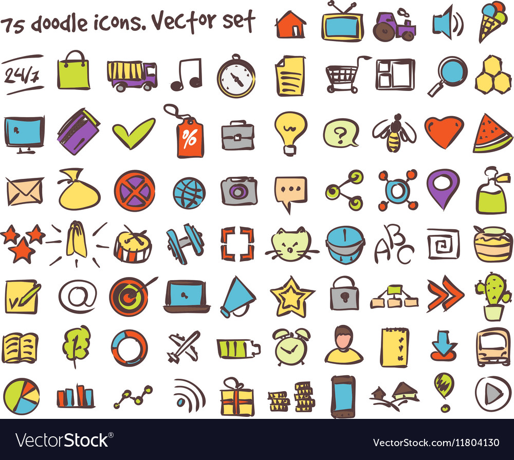 Doodle icons set Royalty Free Vector Image - VectorStock