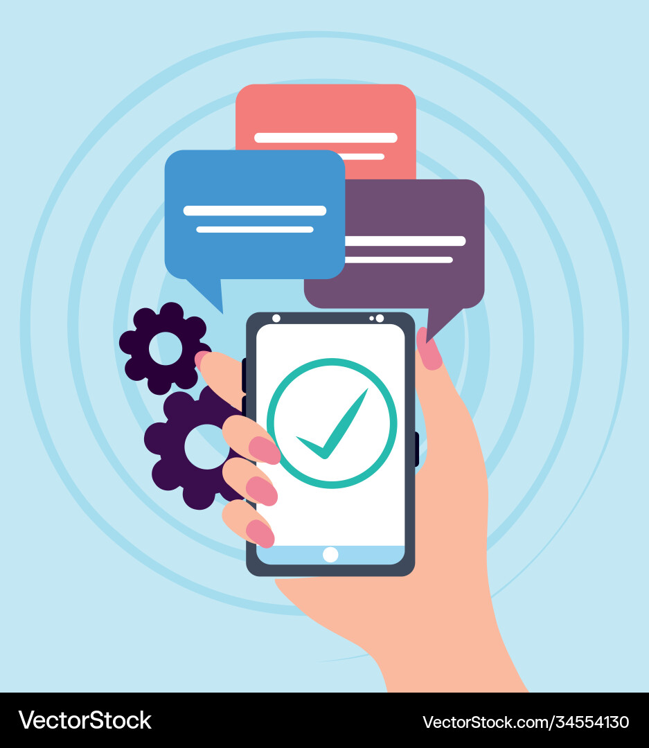 Female hand with smartphone check messages Vector Image