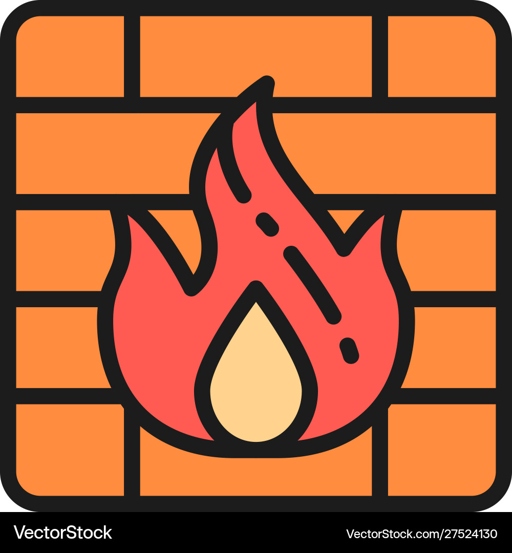 Firewall flat color line icon isolated on white Vector Image
