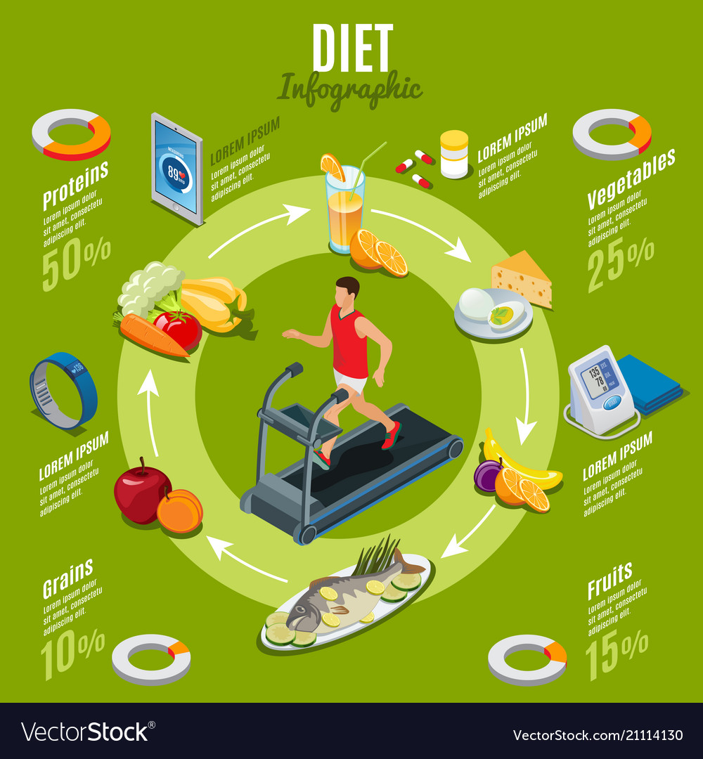 Isometric diet infographic concept Royalty Free Vector Image