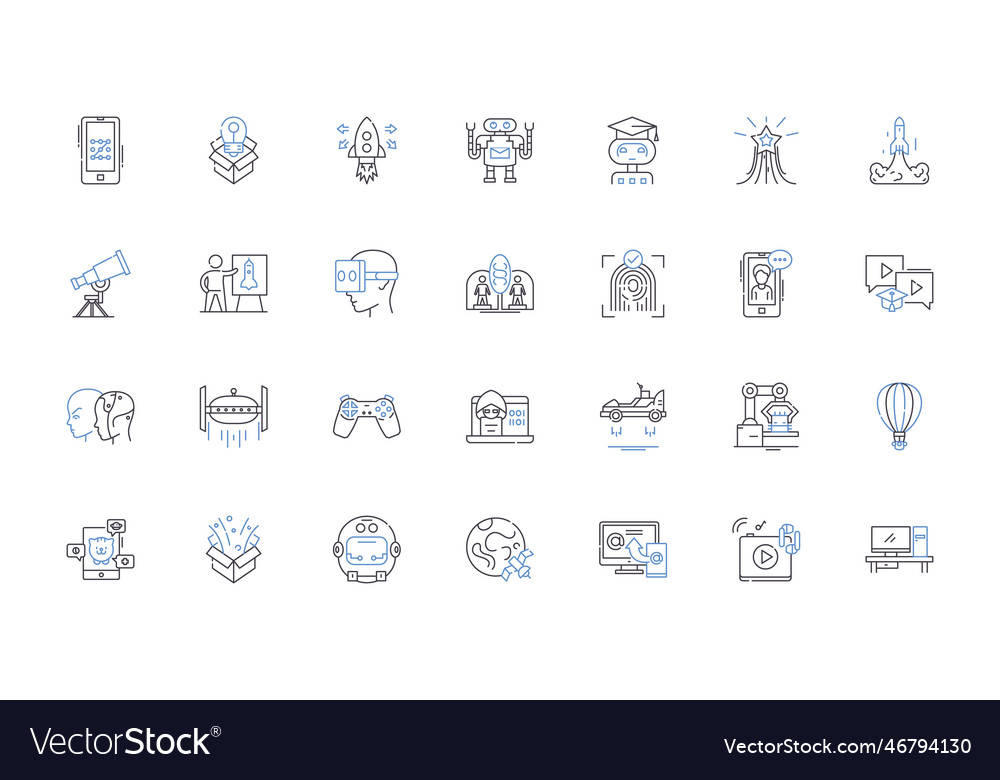 Modern technology line icons collection robotics Vector Image Modern technology line icons collection robotics Vector Image