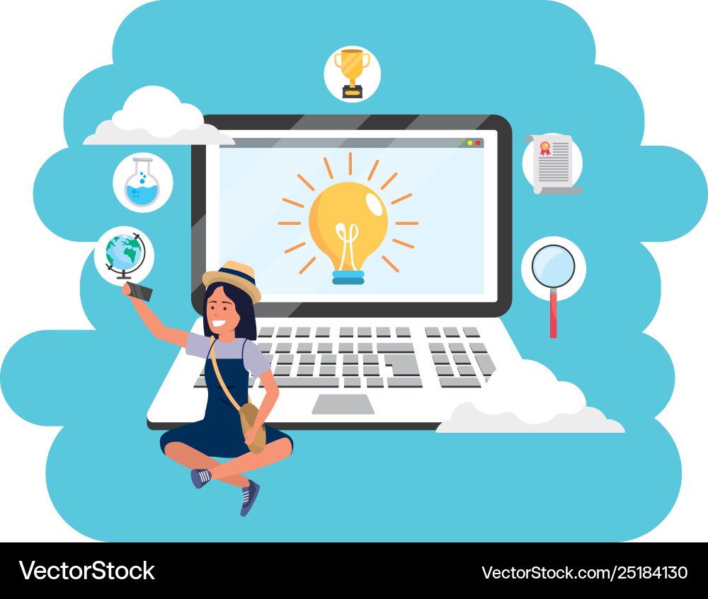 Online education millennial student laptop splash Vector Image