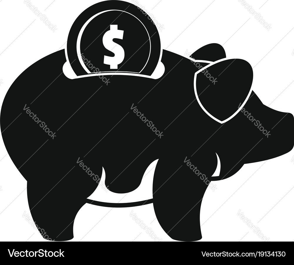 Pig money icon simple black style Royalty Free Vector Image