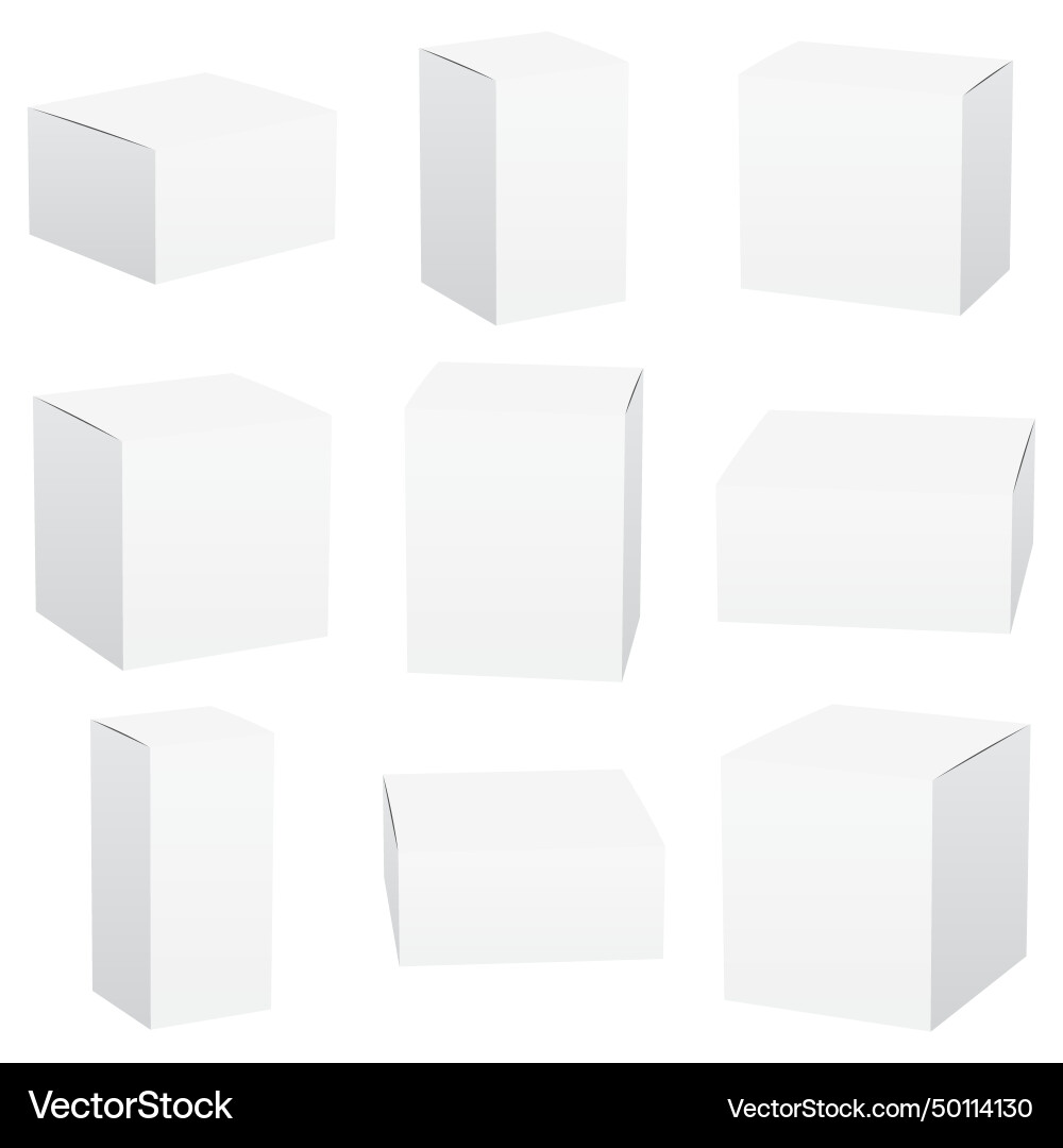 Set of white box mockup package mock up Royalty Free Vector