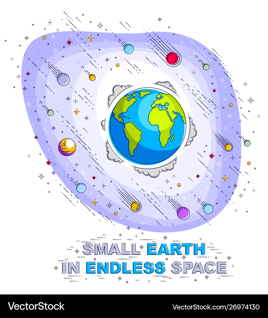 Small earth in endless space surrounded Royalty Free Vector