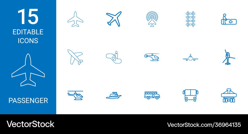 15 passenger icons Royalty Free Vector Image - VectorStock